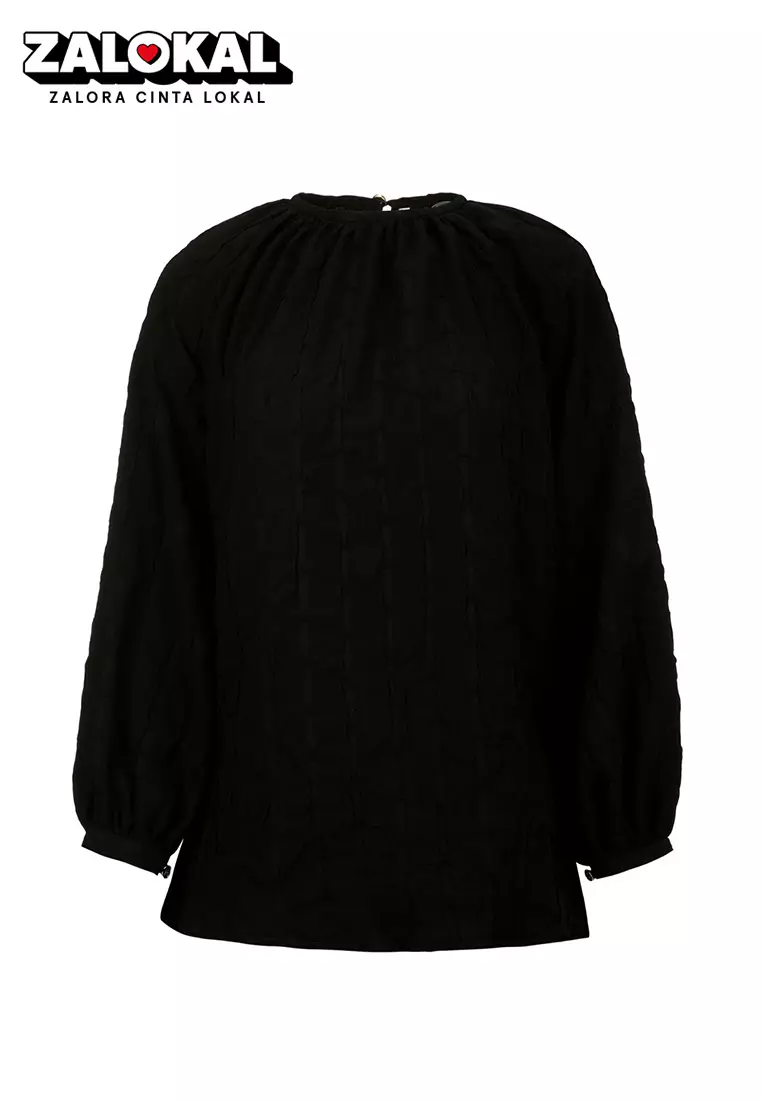 Jual Benang Jarum Benang Jarum Gaby Raglan Blouse Black Original 2024 Zalora Indonesia