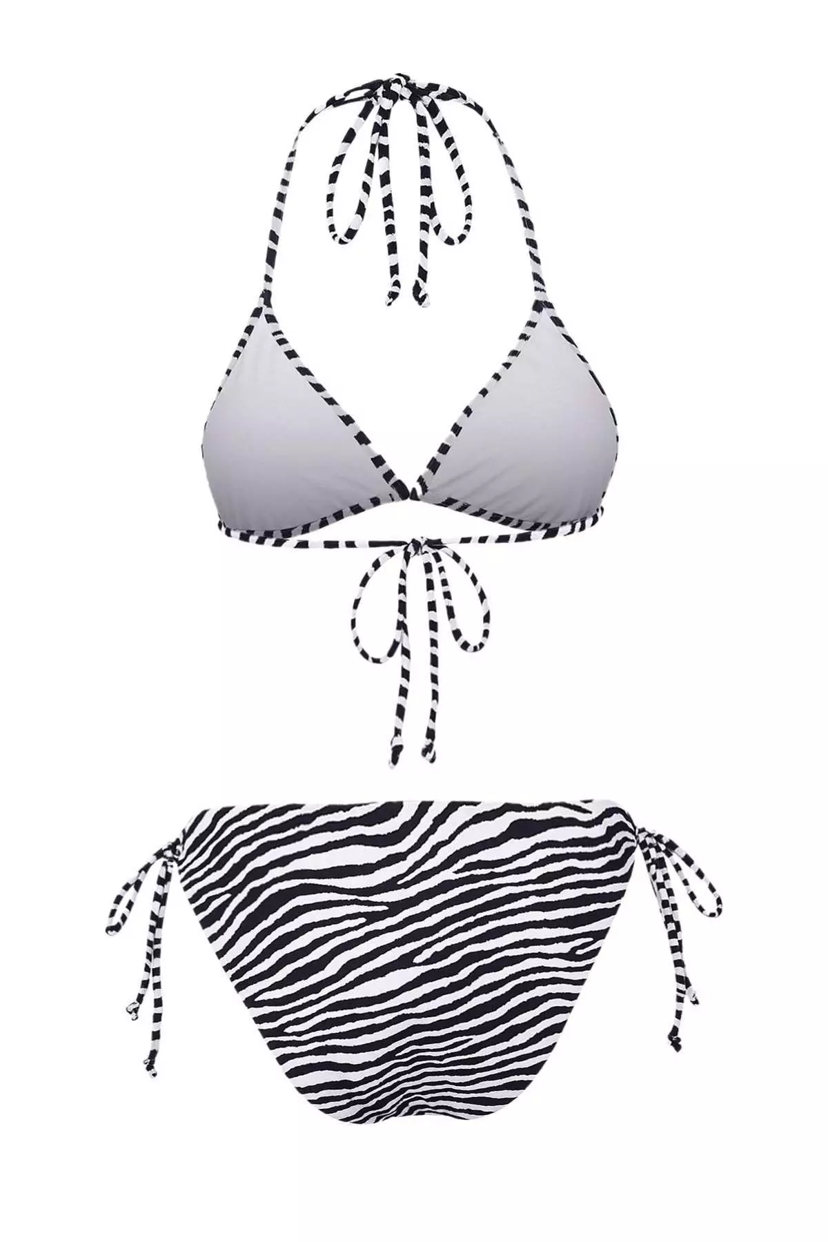 Buy Trendyol Zebra Patterned Triangle Brazilian Cupless Bikini Set ...