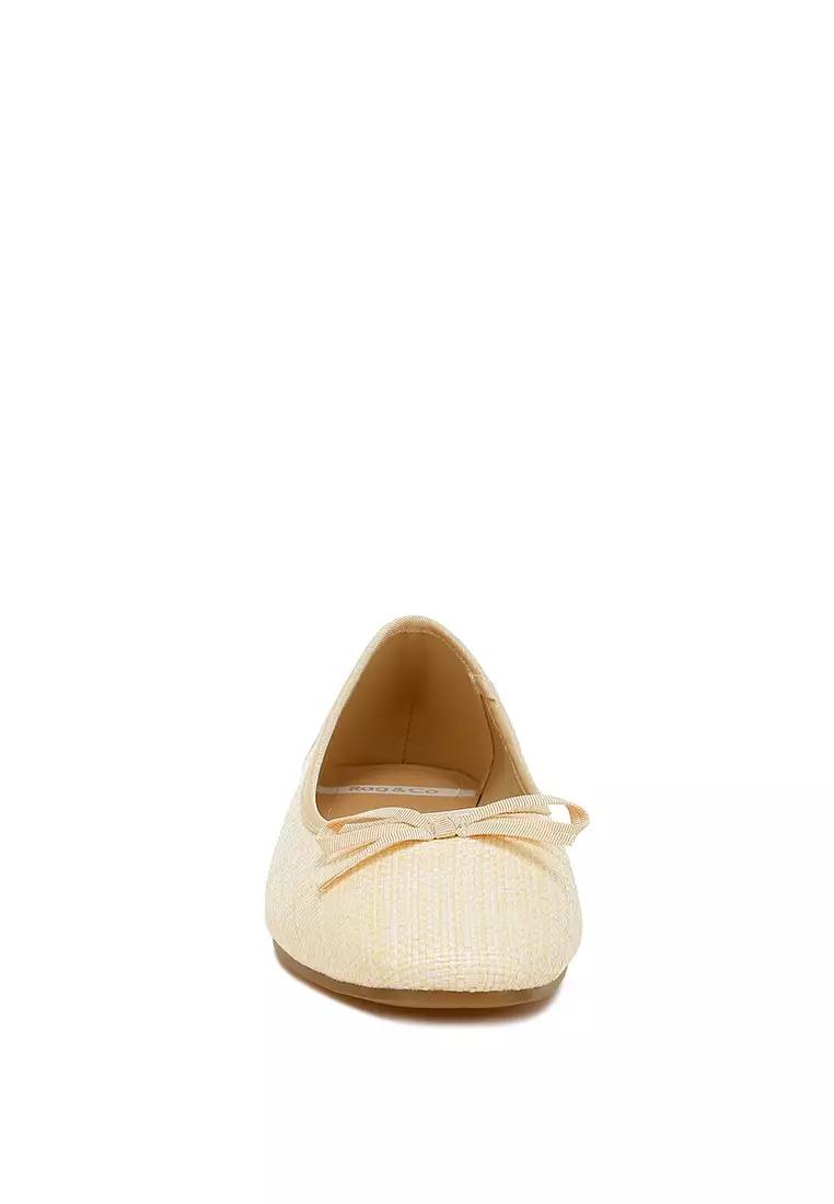 Buy Rag & CO Raffia Ballet Flats in Natural 2025 Online | ZALORA ...