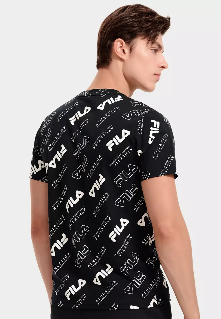 FILA Athletics Collection Men's Tennis Theme All Over Logo Cotton T ...