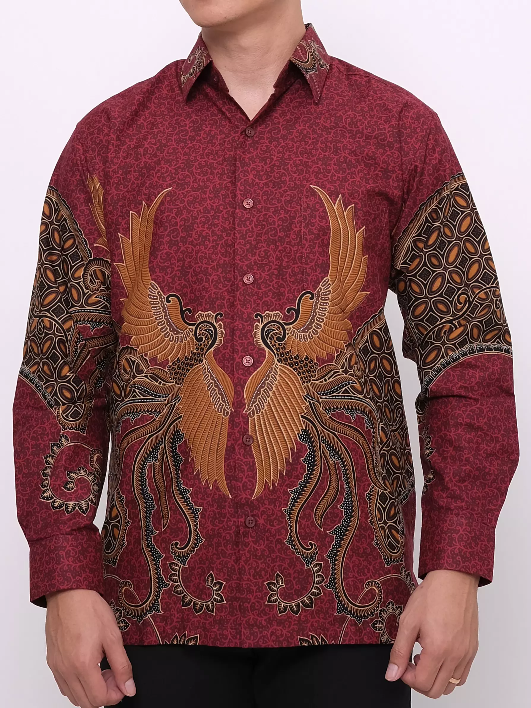 Jual Andre Michel Andre Michel Kemeja Batik Lengan Panjang Maroon 16739 ...