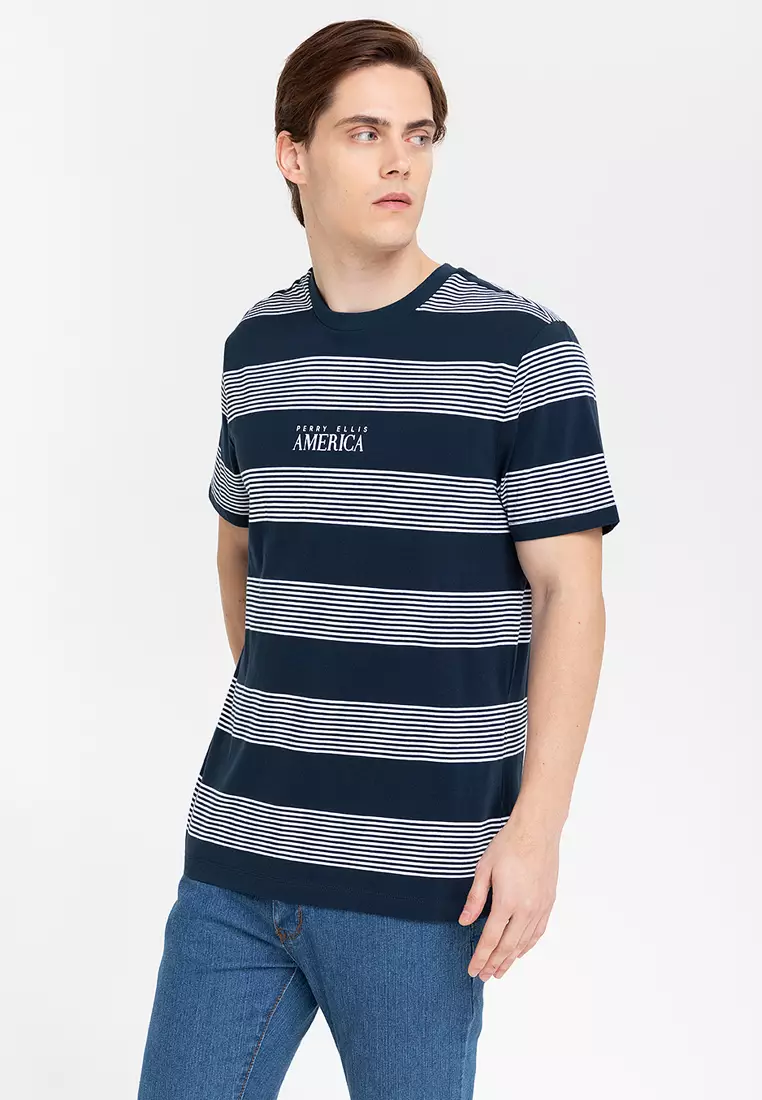 Buy PERRY ELLIS Perry Ellis America Stripe Tee 2025 Online | ZALORA ...