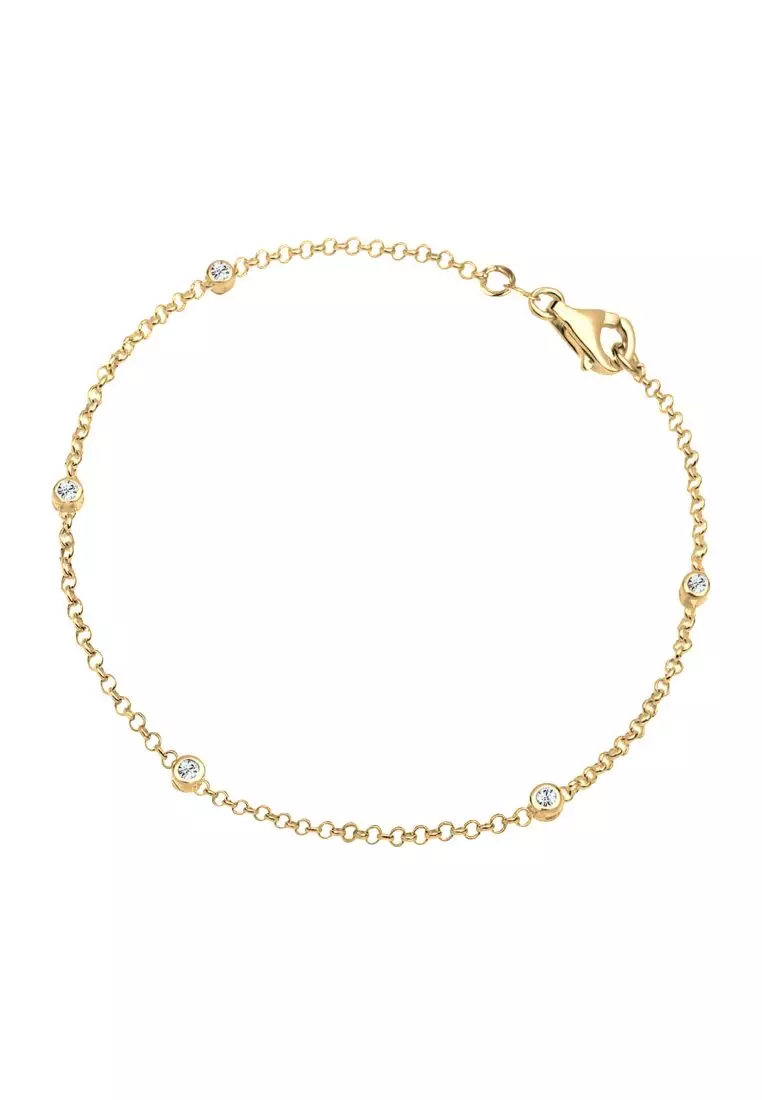 Buy ELLI GERMANY Swarovski® Crystal Station Bracelet – Gold-Plated ...