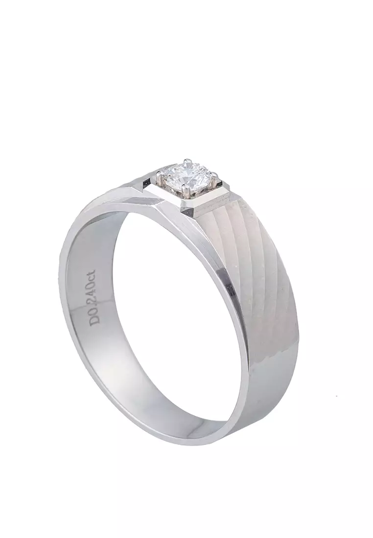 Buy LITZ LITZ 18K White Gold Diamond Men Ring YF-Y2TCM048 Online ...
