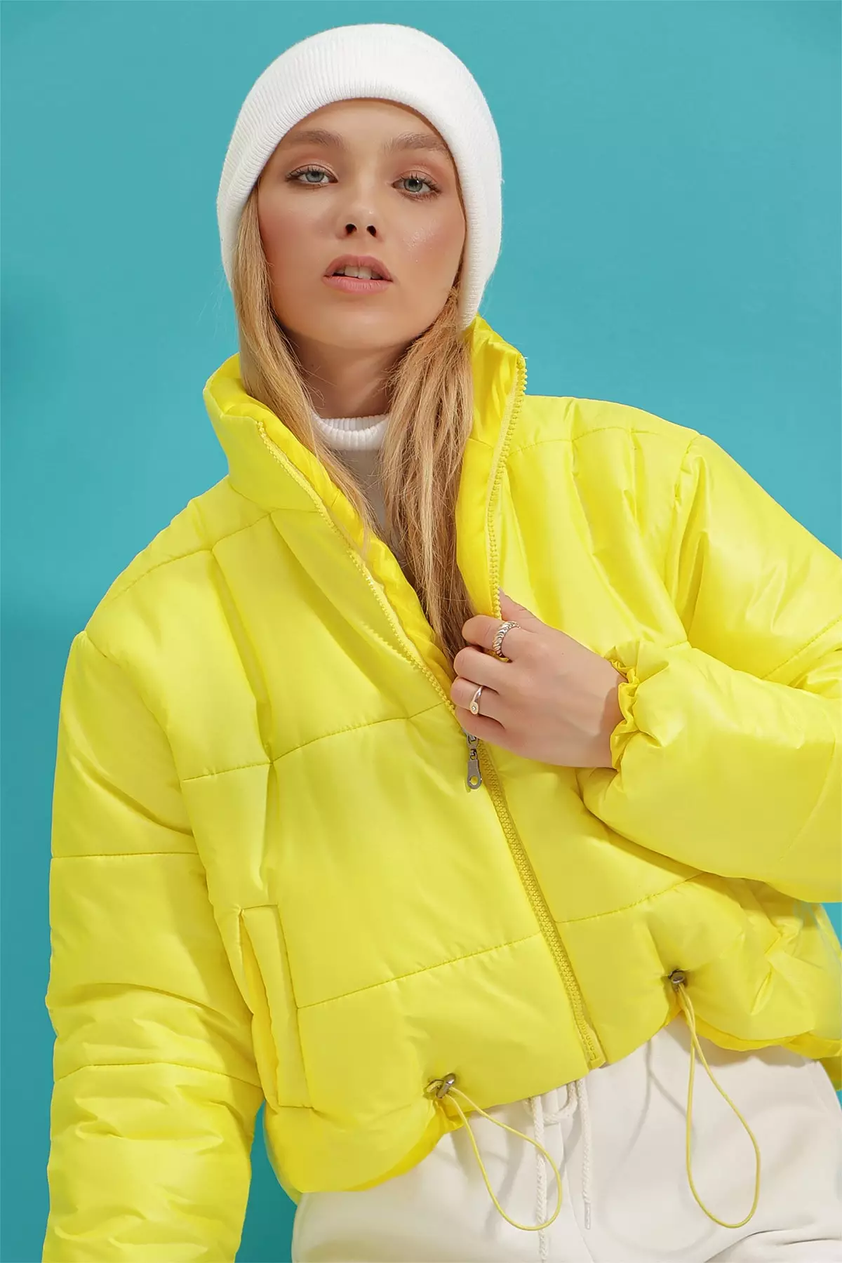 Buy Alacati Stand Collar Double Pocketed Inflatable Puffer Jacket 2025 ...