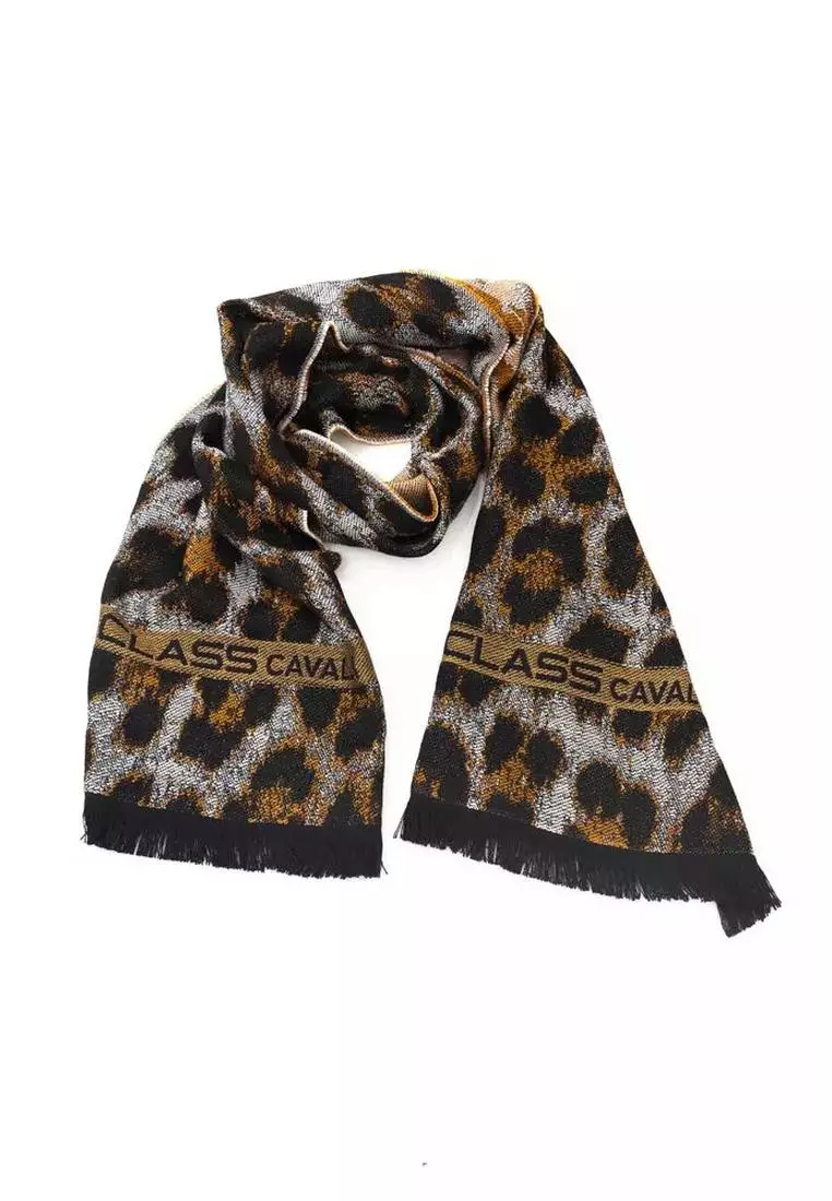 Buy Cavalli Class Leopard Print Scarf CA22211 Men Scarves Online ...