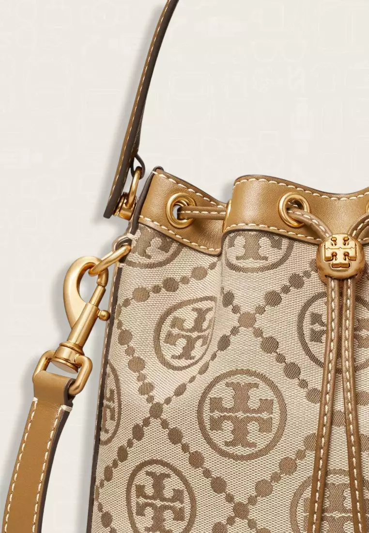 Jual TORY BURCH Tory Burch T Monogram Jacquard Bucket Bag Hazelnut Original 2025 | ZALORA ...