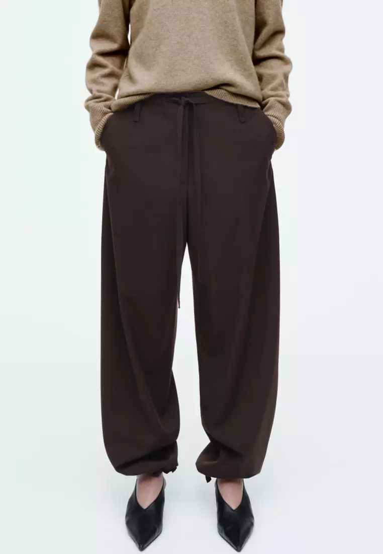 Buy COS Drawstring Twill Barrel-Leg Trousers 2025 Online | ZALORA ...