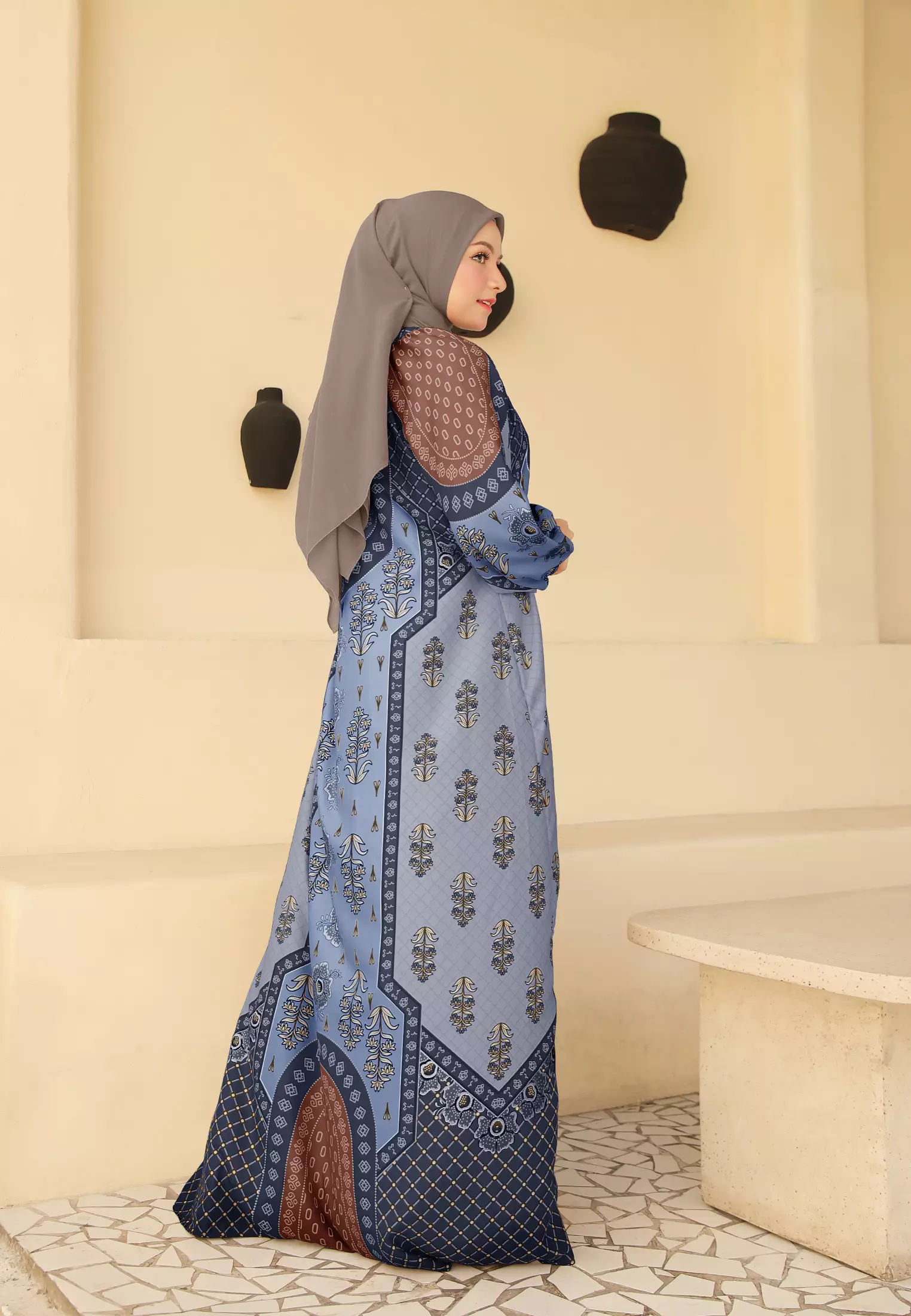 Jual COTTON BEE Cotton Bee - Aura Dress Motif Ethnic - Denim Classic ...