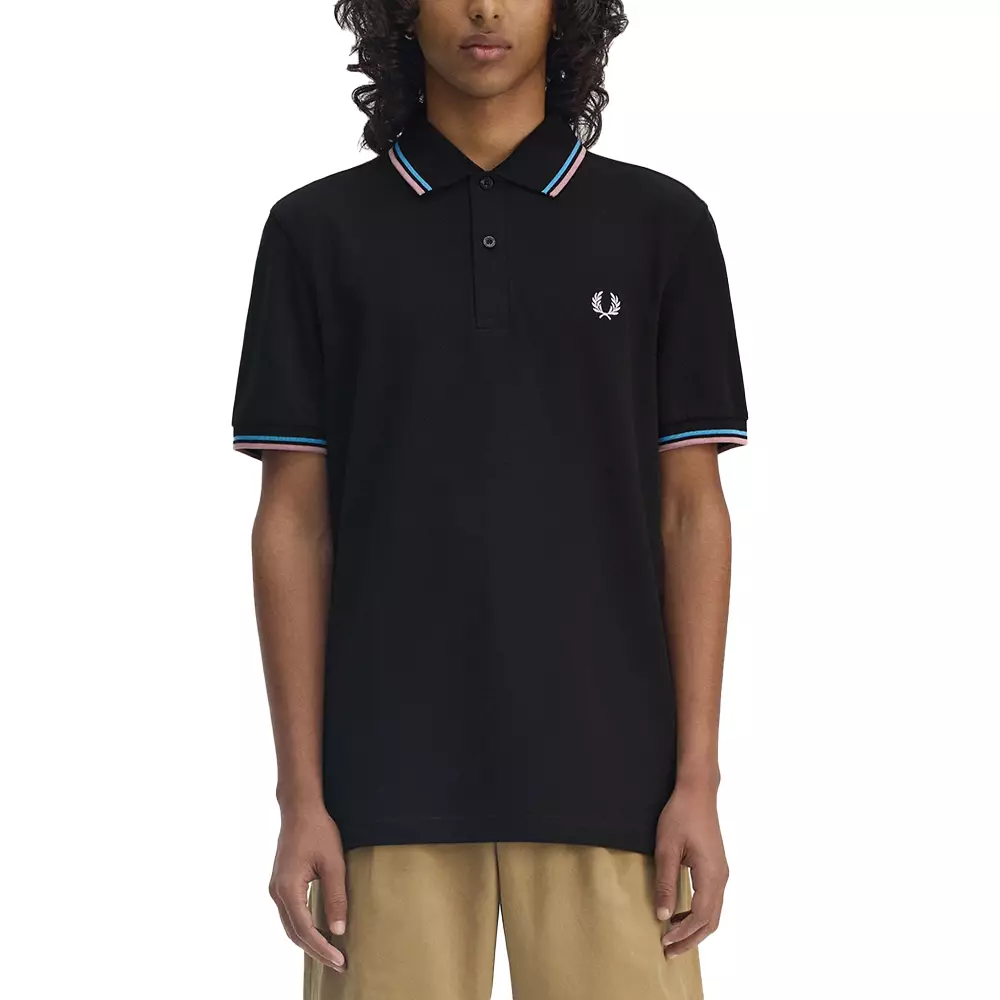 Jual FRED PERRY Twin Tipped Polo Shirt Black/Court Blue/Dark Pink ...