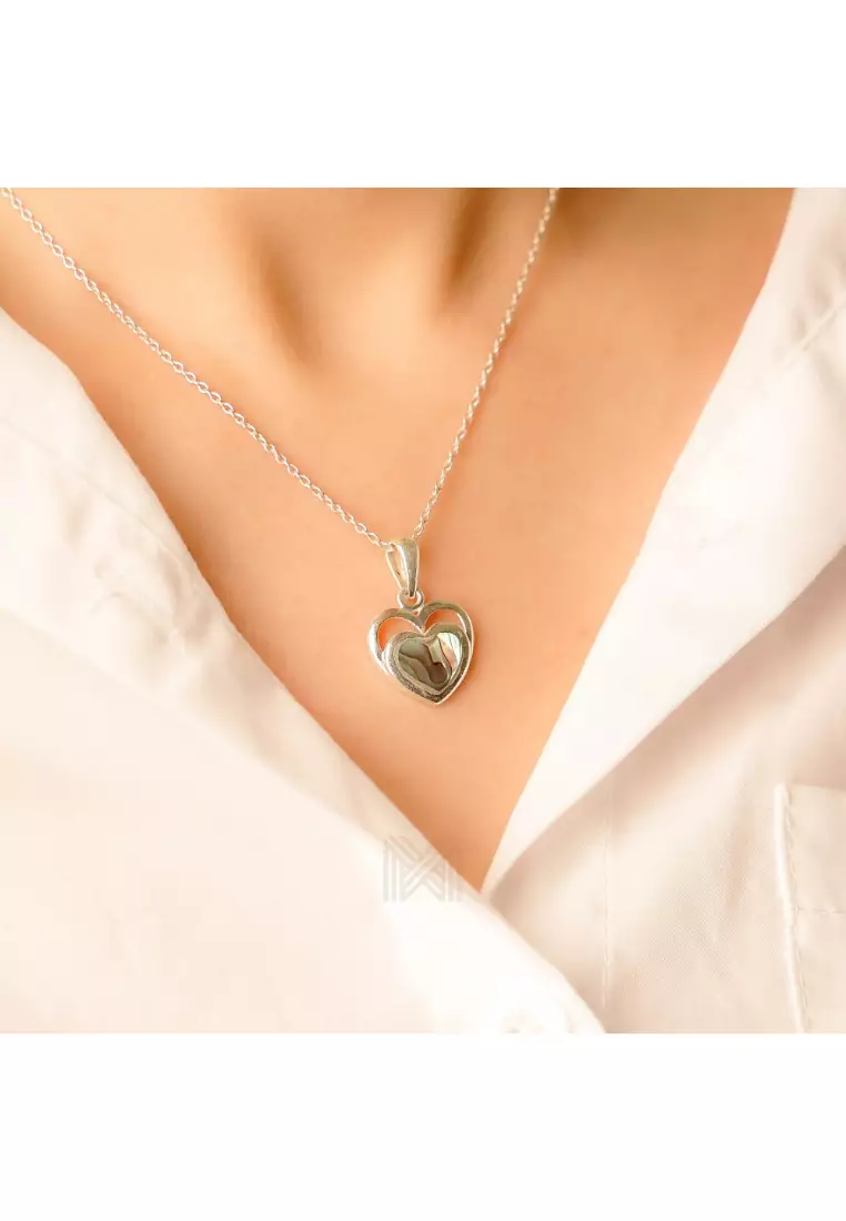 Buy Millenne Millennia 2000 Abalone Shell Heart Silver Pendant with 925 ...