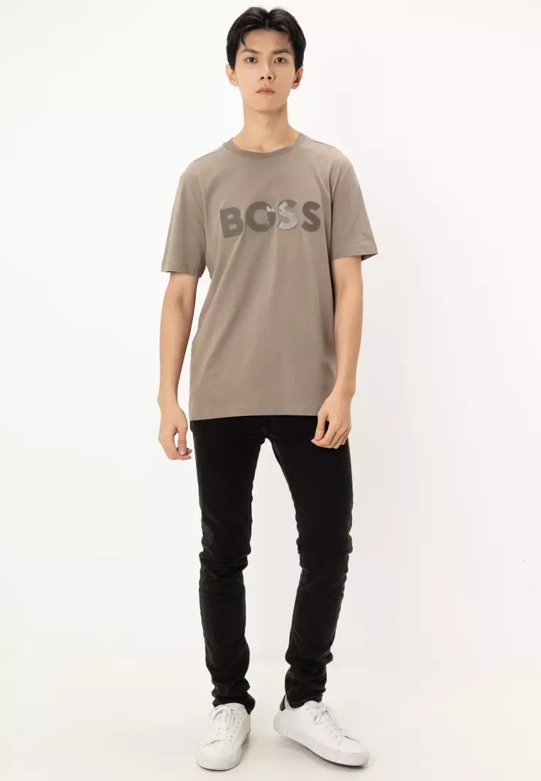 Jual BOSS Mirror Effect Logo Print Cotton Jersey T-Shirt - BOSS Green ...