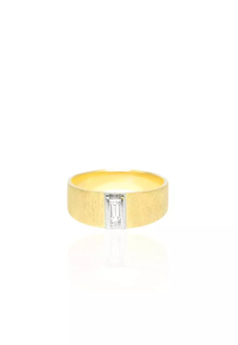 Buy DS Jewelry LWR-3757: 14K-YG Stone Finish Solo Princess Cut Diamond ...