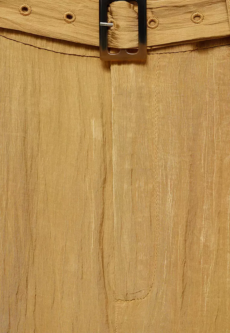 線上選購 Mango Belted Texture Pants | ZALORA 台灣