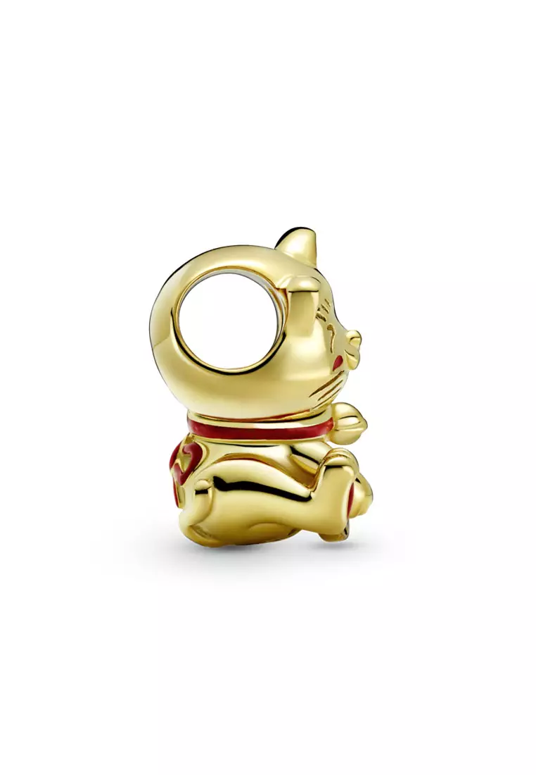 Buy PANDORA Pandora 14K Gold-Plated Cute Fortune Cat Charm Online ...