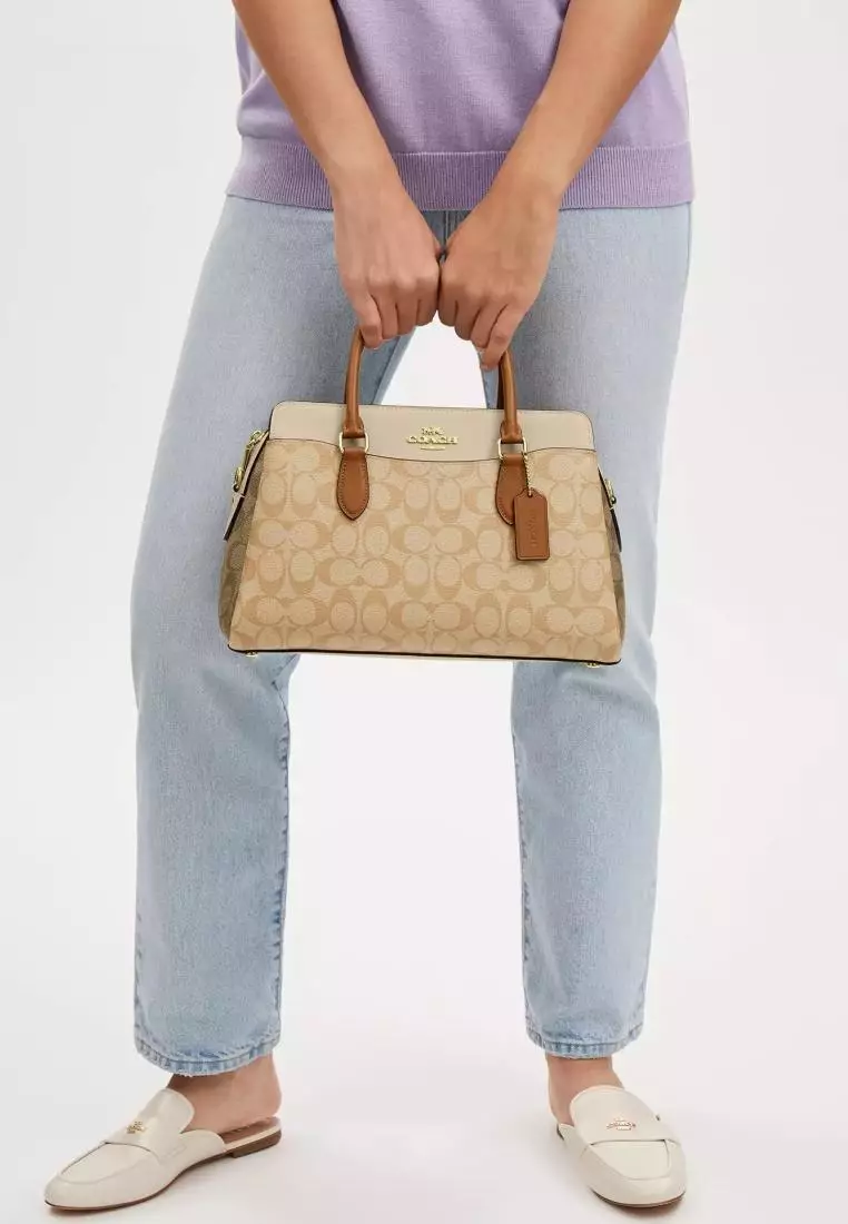 Jual Coach Coach Darcie Carryall Bag In Blocked Signature Canvas Light ...