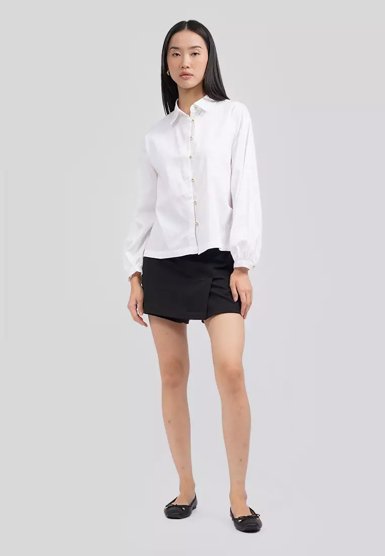 Jual Executive Puff Sleeves Collared Blouse Original 2025 | ZALORA Indonesia