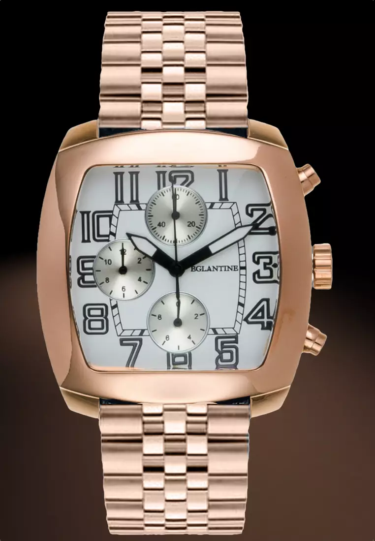 Buy EGLANTINE Navigo Pink Gold Plated Steel Chrono Quartz Watch on Pink ...