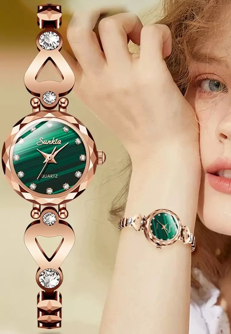 LIGE SUNKTA Ladies Quartz Watch, 23mm, IP Rose Gold Stainless Steel ...