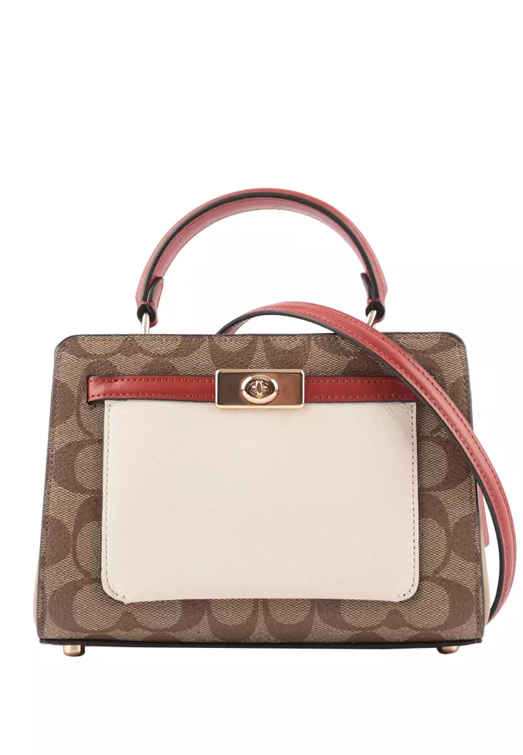 Buy Coach Mini Lane Top Handle In Colorblock Signature Canvas - Brown ...