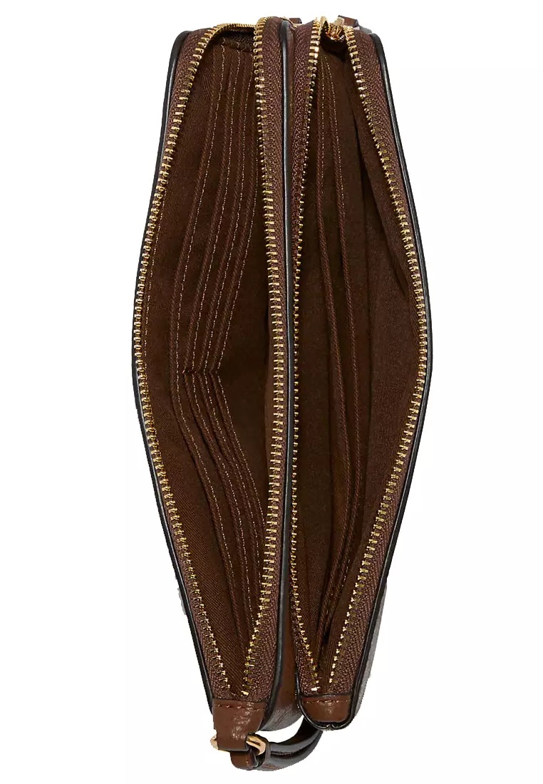 線上選購 Coach Coach Double Zip Wallet In Signature Canvas in Khaki/ Saddle ...