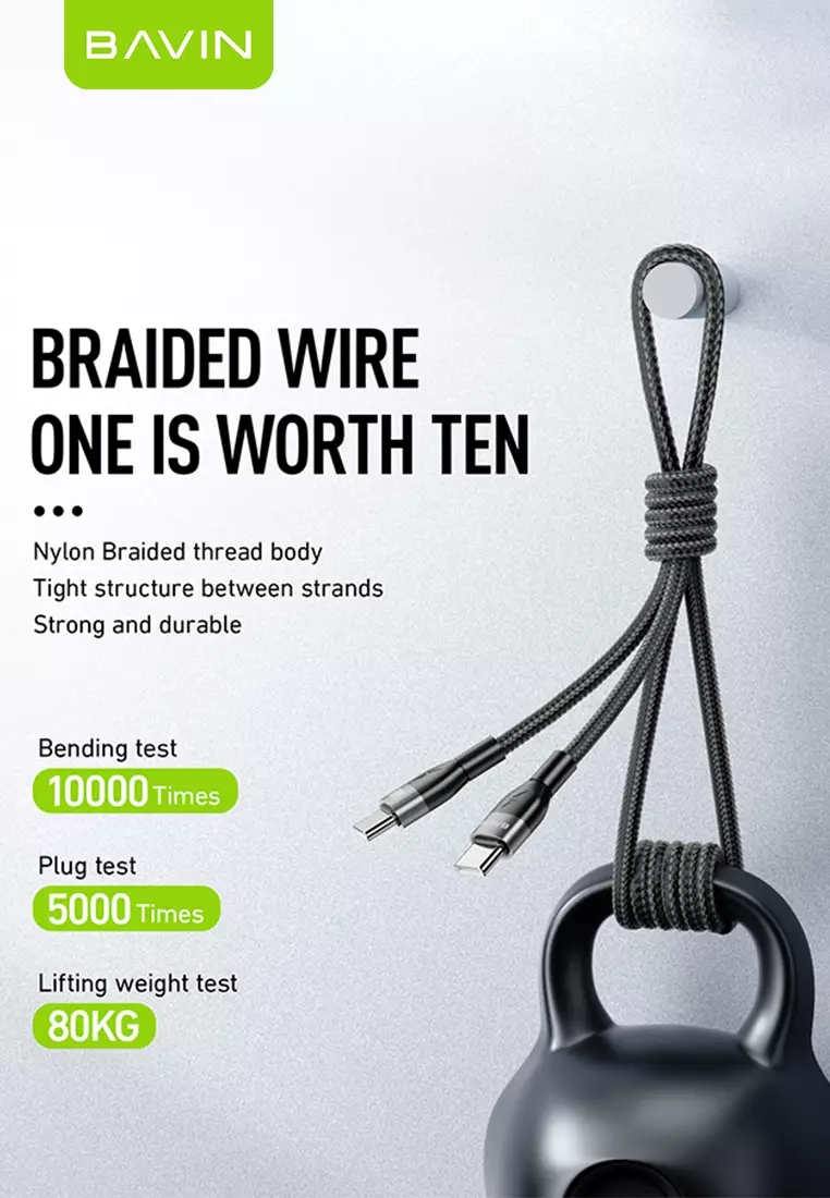 Buy BAVIN CB353 18W Fast Charging Data Cable 1 Meter Nylon Braided ...