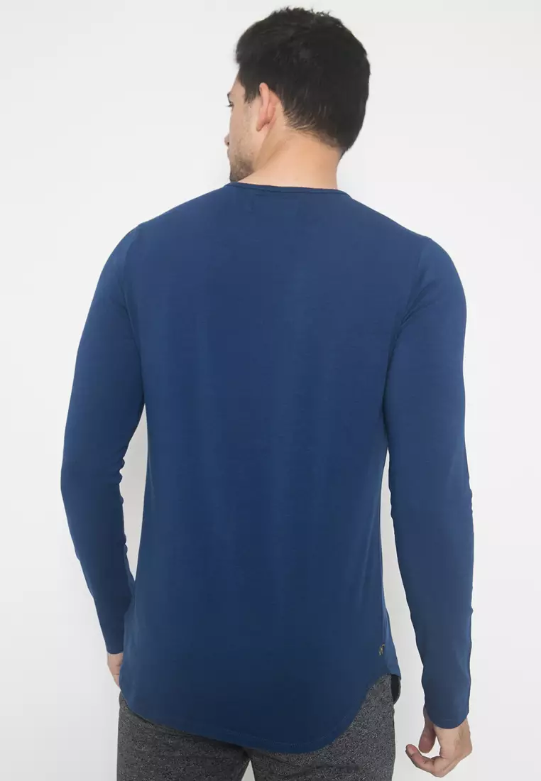 Jual Johnwin The One Tshirt - Longline Spandex - Kantong - Lengan Panjang - Navy Original 2025 ...