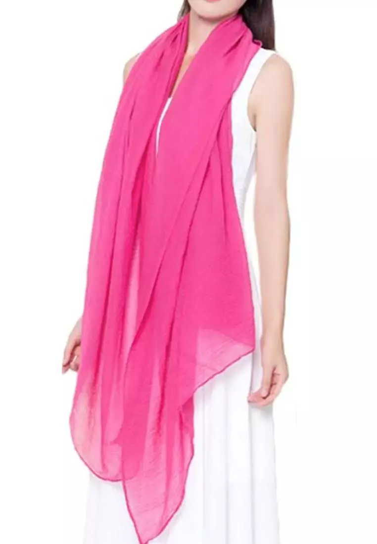 Jual San Marco Women's Accessories Plain Silk-Feel Shawl Syal Wanita ...