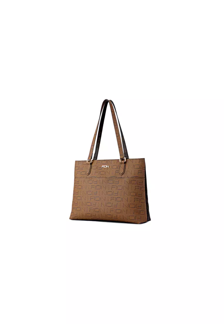 Buy FION FION Monogram PVC with Leather Duotone Tote Bag Online ...