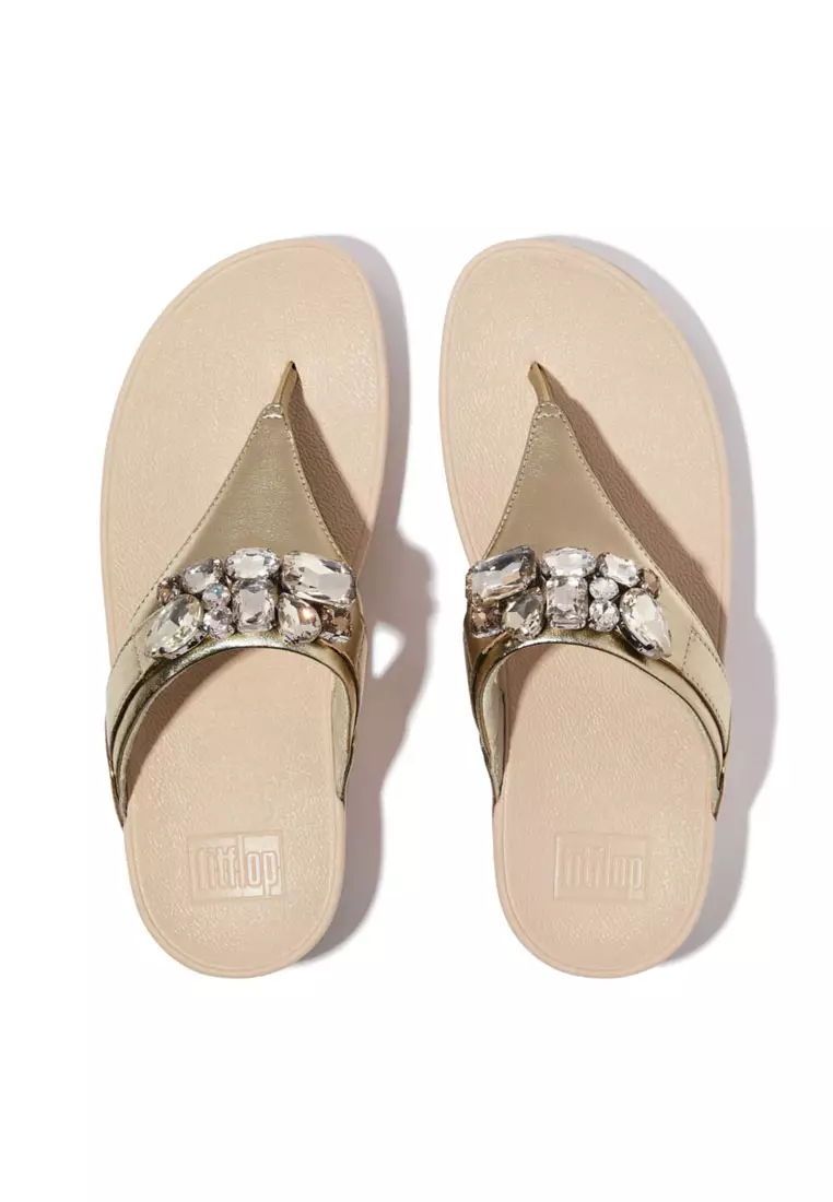 Buy Fitflop FitFlop LULU Jewel-Deluxe Metallic-Leather Toe-Post Sandals ...