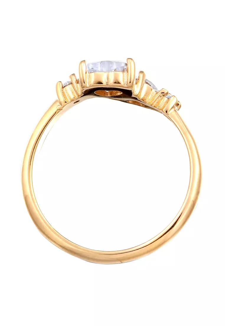 Buy ELLI GERMANY Crystal Heart Duo Ring – Gold-Plated Silver 2026 ...