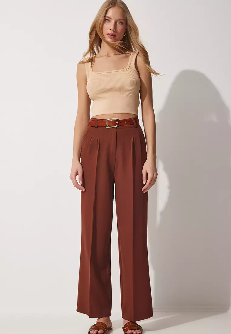 Buy Happiness Istanbul High Waist Wide Legs Trousers 2024 Online