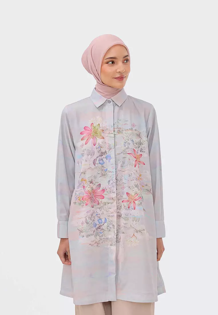 Jual Riamiranda Ria Miranda Grayish Blue Shira Tunic Original 2025 ...