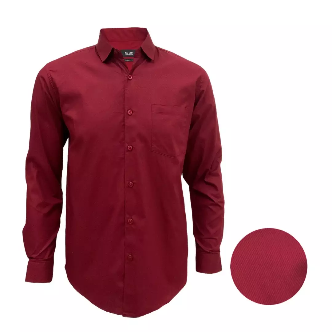 Jual Red Cliff Redcliff Kemeja Pria Polos Panjang Maroon 6BK3616J ...