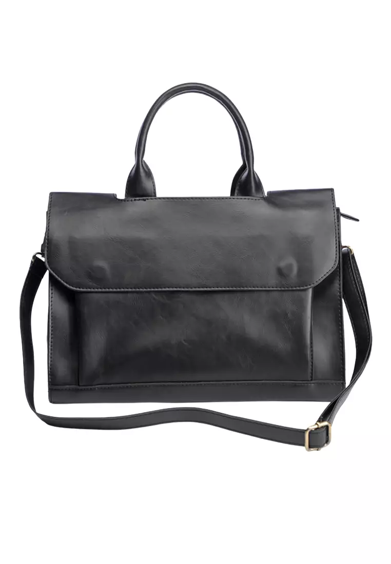 Buy Lara Vintage Top Handle Briefcase With Strap - Black 2025 Online ...