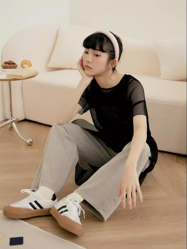 Buy OBSTYLE Café Family. True Two-Piece Sheer Mesh Letter Print Short ...