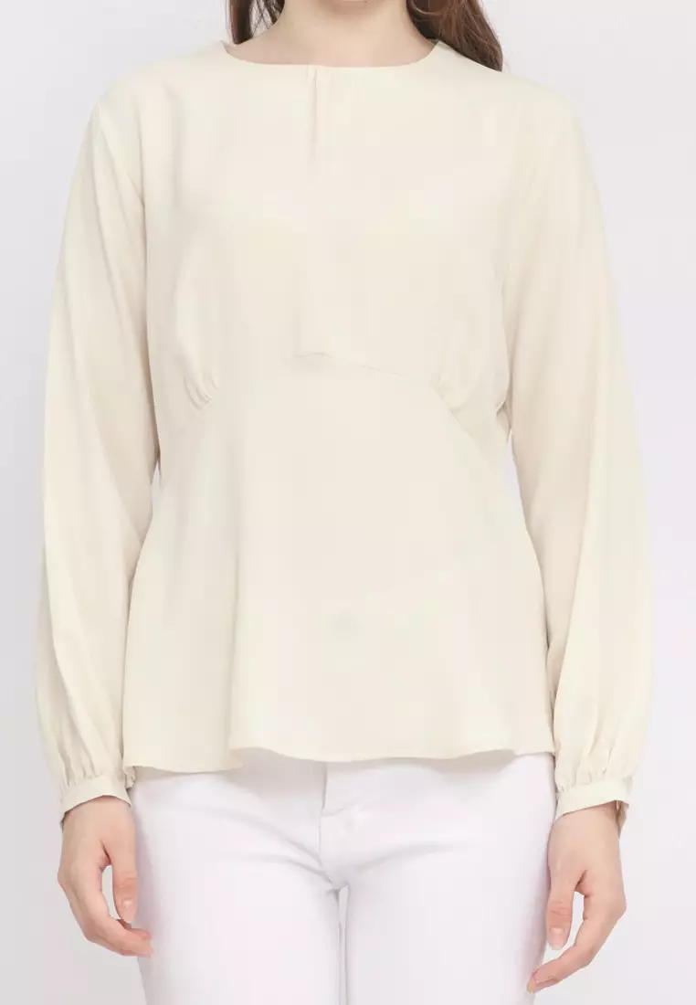 Jual Urban Exchange Urban Exchange Makayla Cream Blouse Original 2025 ...
