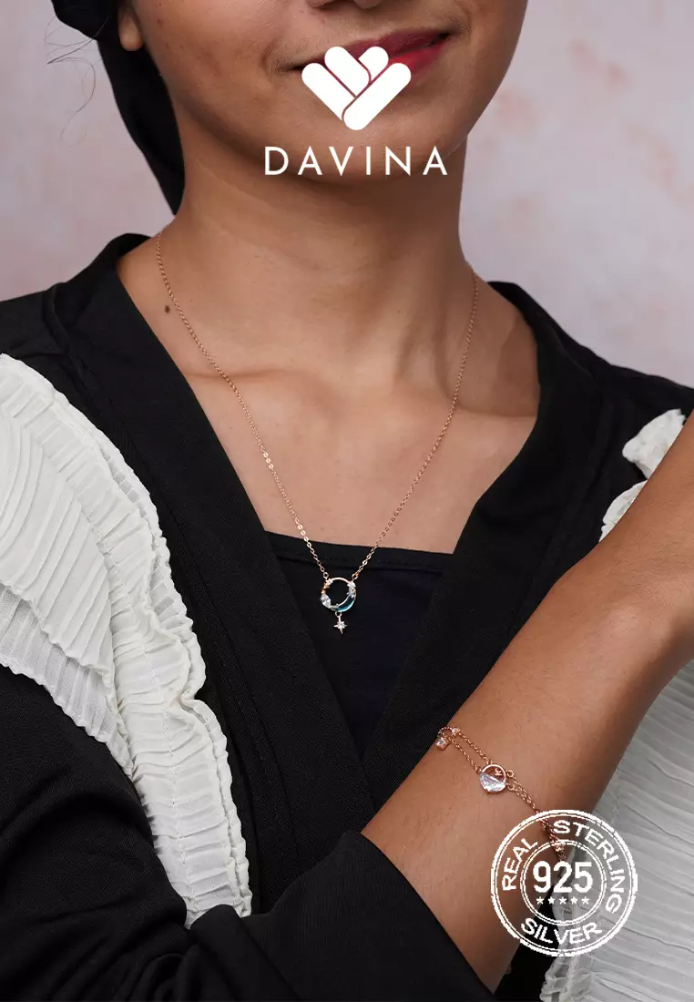 Jual DAVINA Jewelry DAVINA Ladies Moona Necklace Rose Gold Plated Sterling Silver 925 - Kalung ...