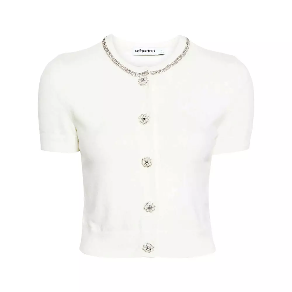 Jual Self-portrait Self Portrait Cashemere Blend Cardigan Cream ...