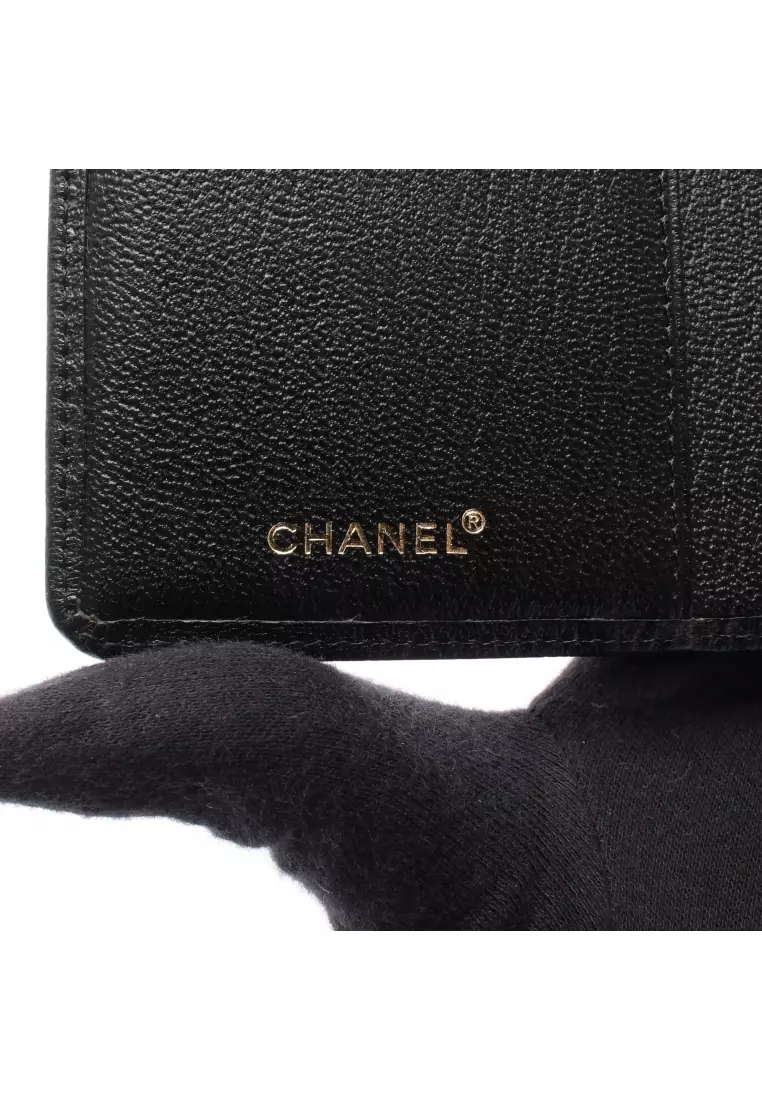 Buy Chanel Pre-Loved Chanel coco mark Bi-fold Long Wallet leather black ...