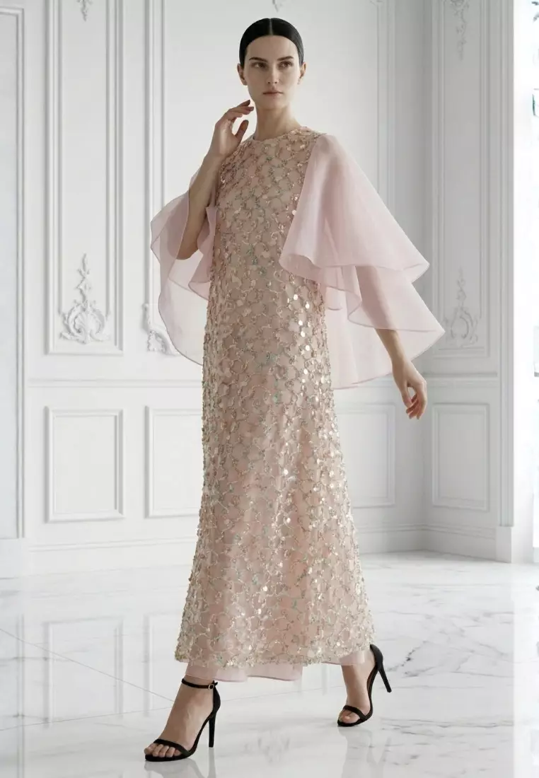 Buy Demure & Co Ethereal Embroidered Tulle Kaftan Dress 2026 Online ...