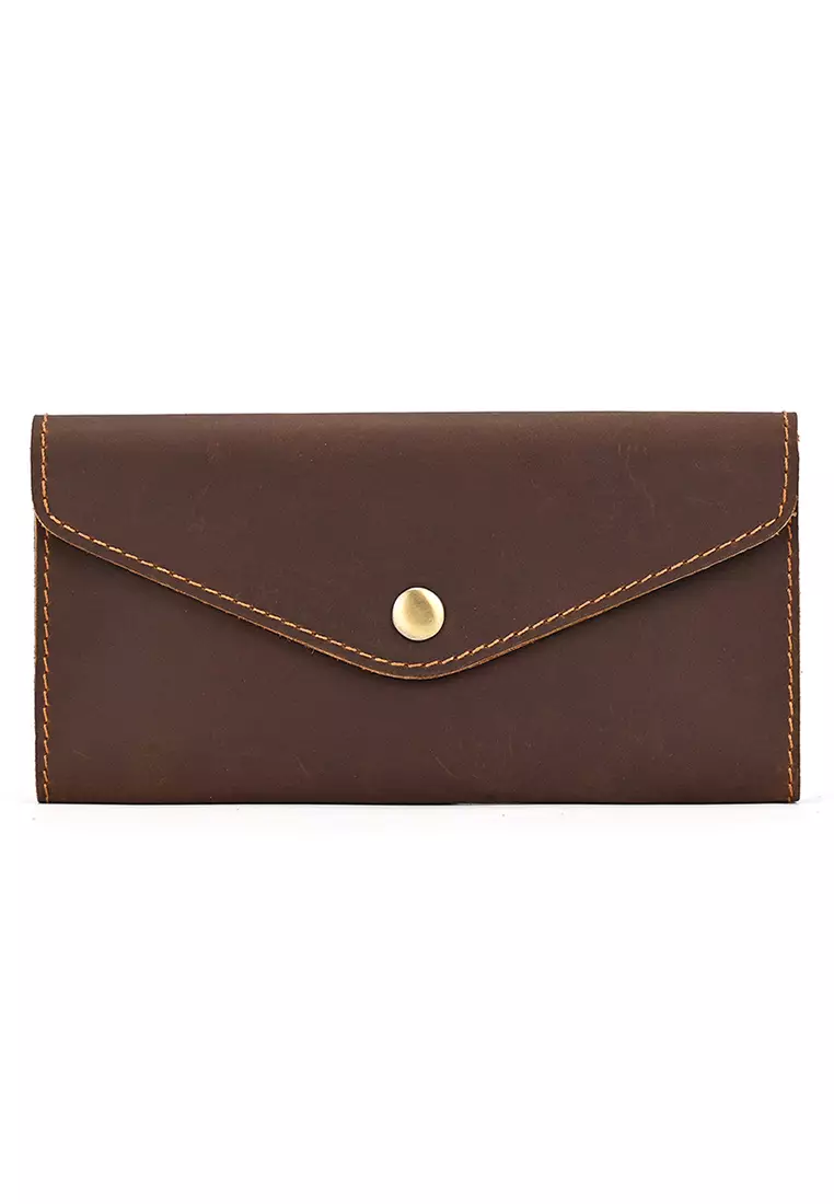 Buy Lara Men's Retro Leather Flip Envelope Purse Long Wallet 2024 ...