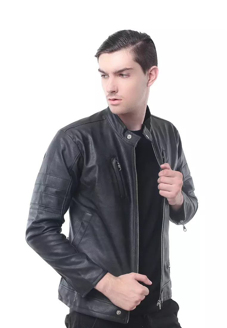 Jual Crows Denim Crows Denim - Jacket Leather Black Styling Rock ...