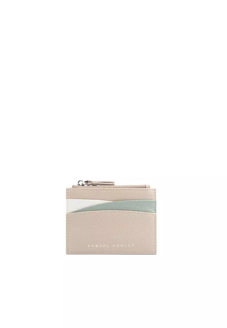 Buy Samuel Ashley Amber Top Zip Leather Card Holder - Natural 2026 ...