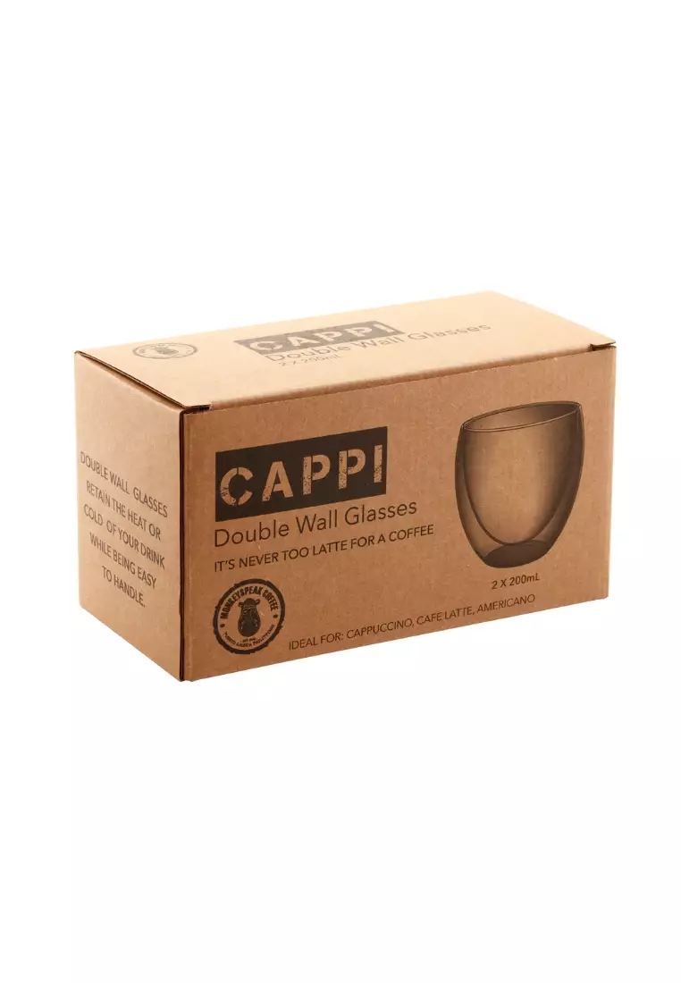 Buy Monkeyspeak Coffee Cappi Espresso Coffee Cups Double Wall Glass ...