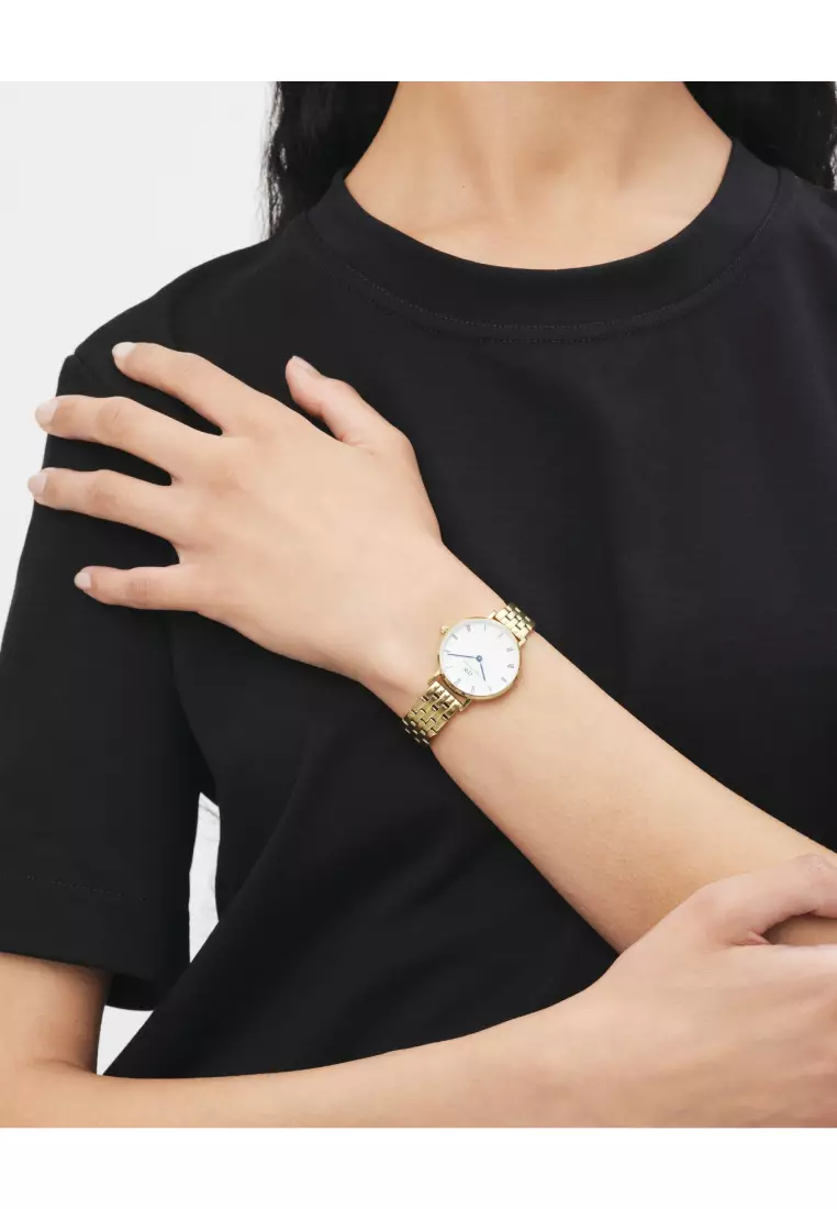Jual Daniel Wellington Petite Roman numerals 28mm 5-Link Gold White ...