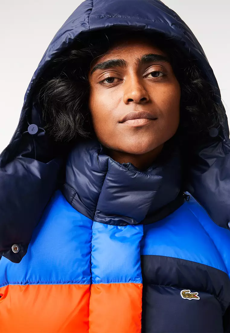 Buy Lacoste Oversized Colourblock Down Jacket, Adjustable Hood 2025 ...