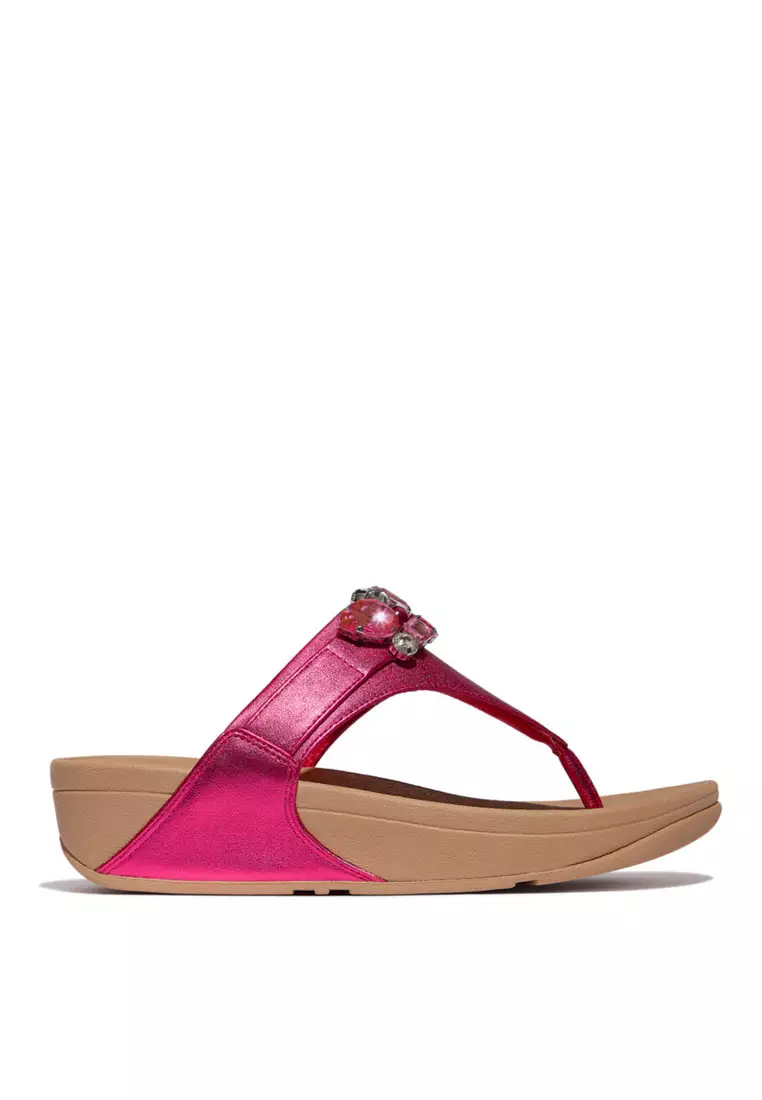 Buy FitFlop FitFlop LULU Jewel-Deluxe Metallic-Leather Toe-Post Sandals ...