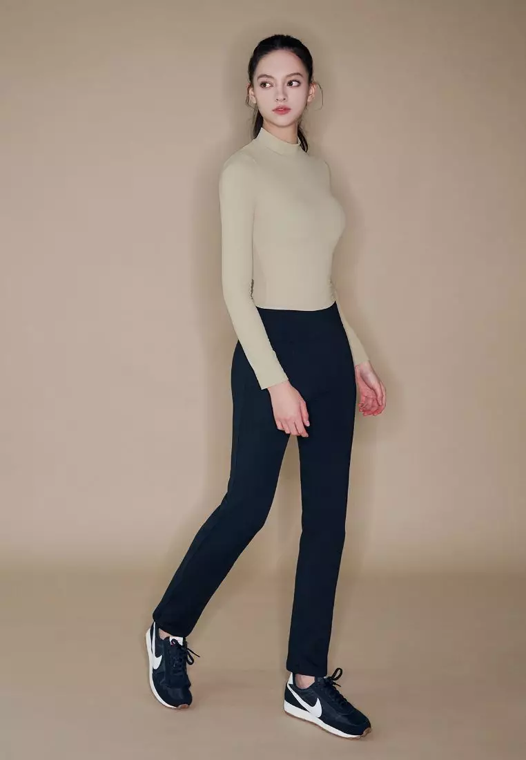 Buy SKULLPIG Zero Slim Fit Fleece Wide Slacks (Black) Quick-drying ...