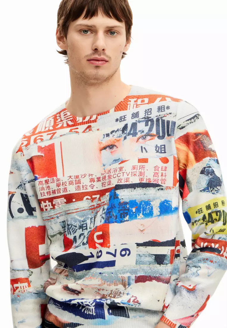 Buy Desigual Desigual Man Sweatshirt with Japanese magazine print. 2025 ...